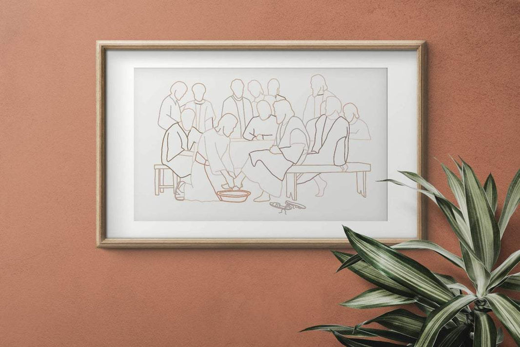 Jesus washing the feet - Line art – Living Words